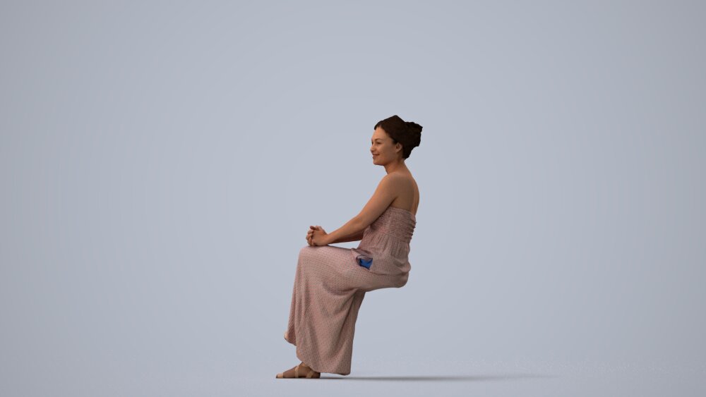 Seated Woman in Elegant Pink Dress Modelo 3D - Descargar Character ...