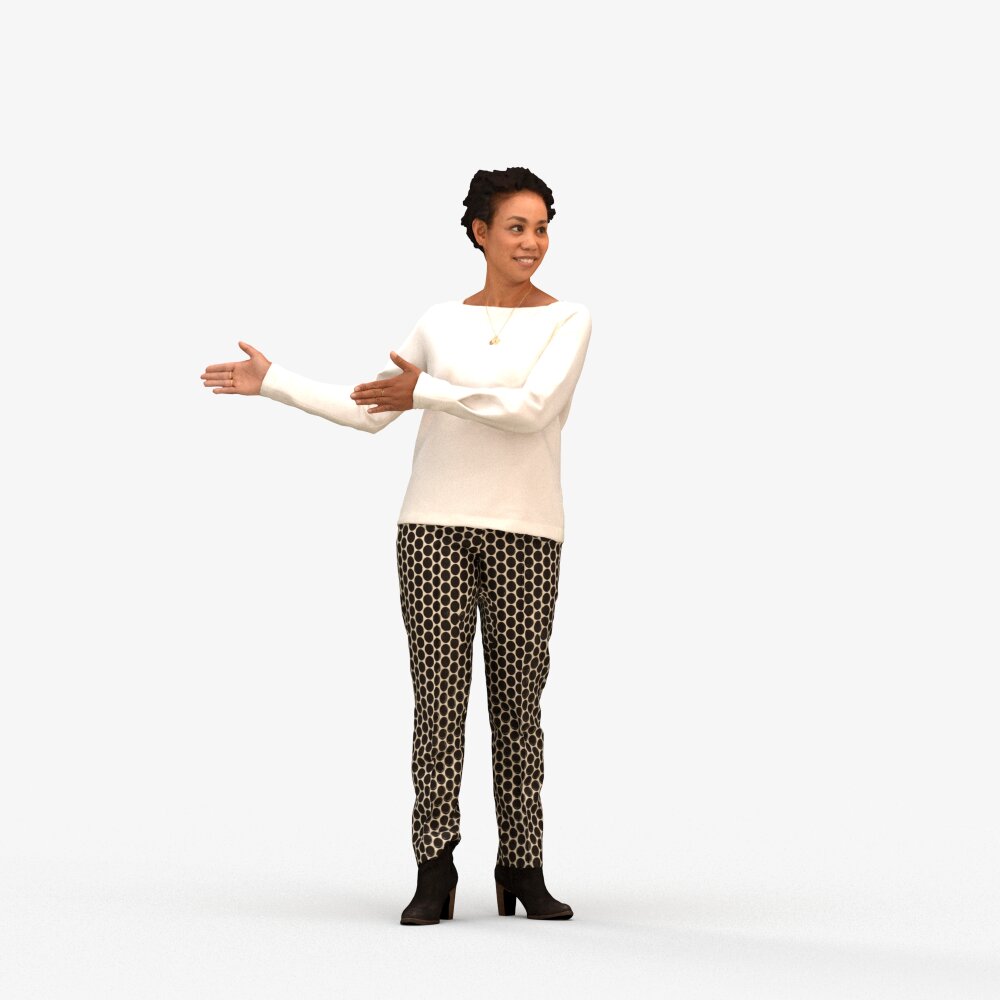 Woman in Casual Outfit with Geometric Patterned Pants 3D model ...