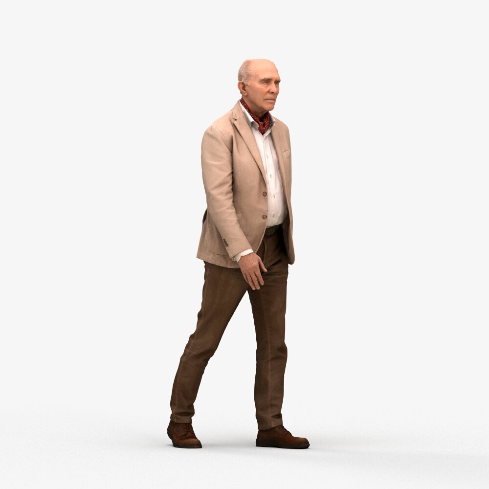 Elderly Gentleman in Beige Suit and Red Bowtie Modelo 3D - Descargar ...