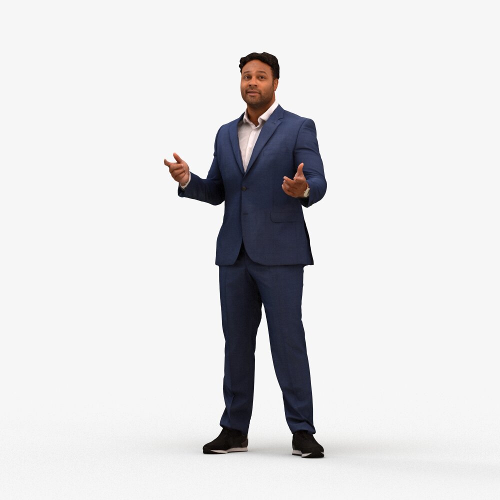 Person in Business Attire Suit in Navy with Dress Shoes Modelo 3D ...