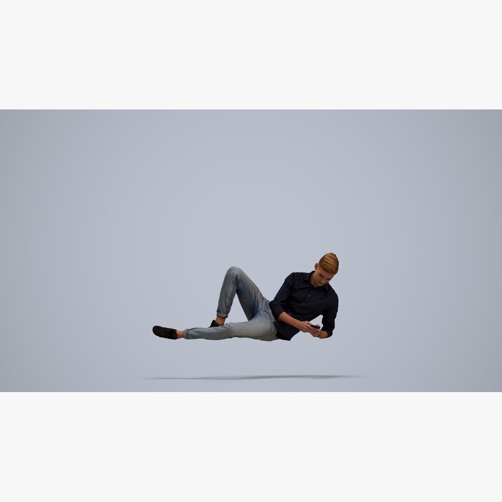 Man Lying Down Typing Message On Phone 3D model - Download Character on ...