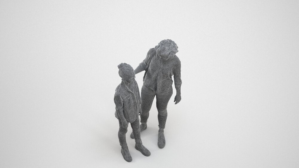 Mother and Daughter Standing Together in Casual Outfits 3D model ...