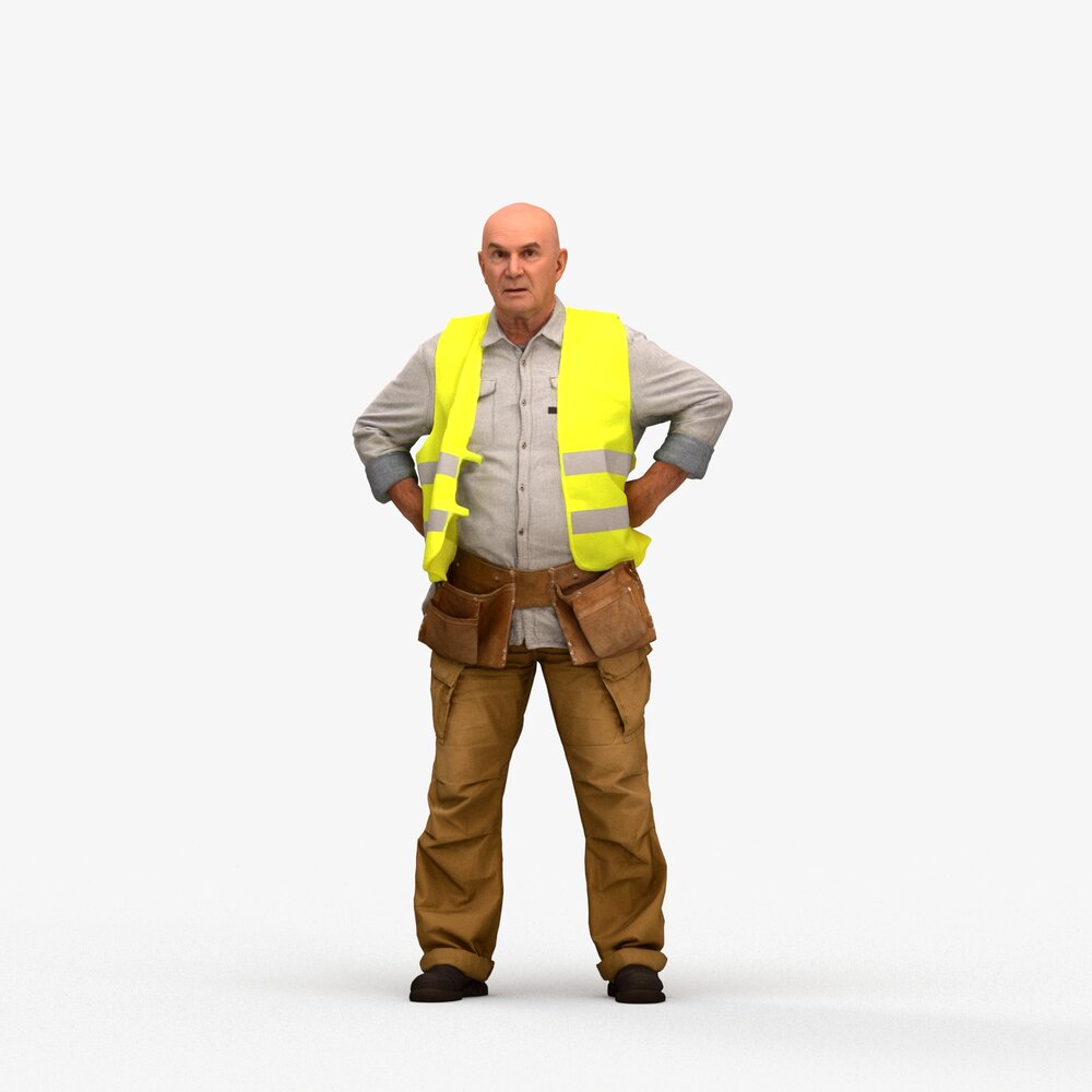 Male Worker in Yellow Vest 3D model - Download Character on 3DModels.org