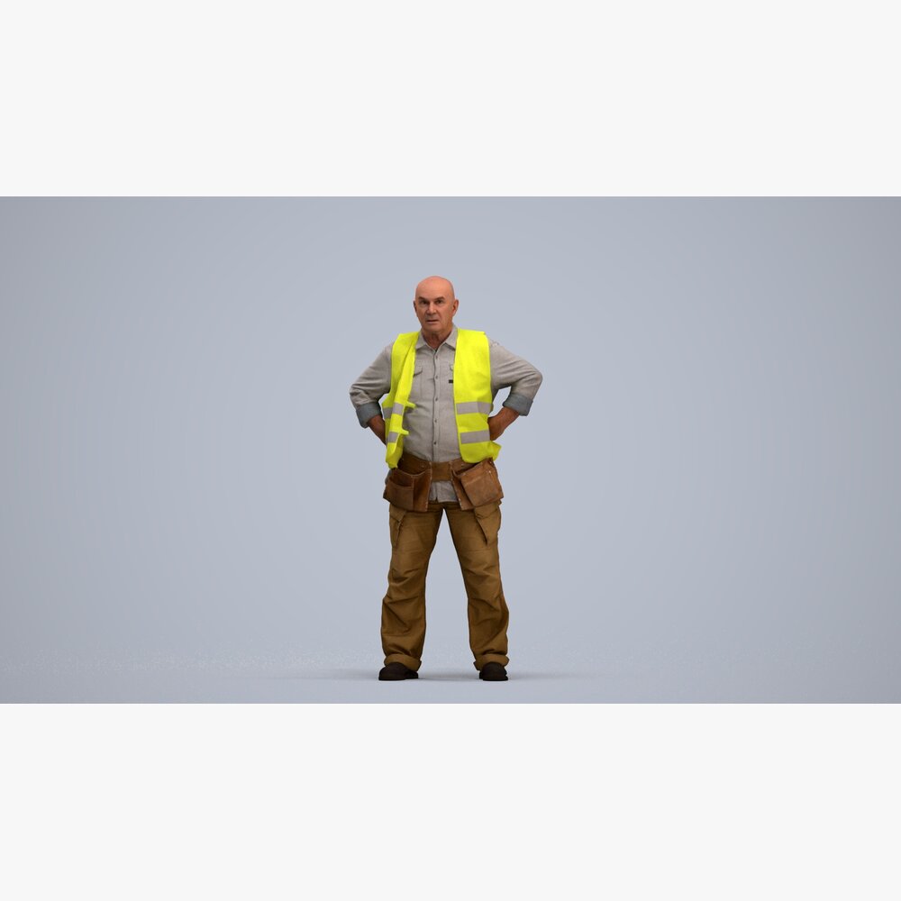 Male Worker in Yellow Vest 3D model - Download Character on 3DModels.org