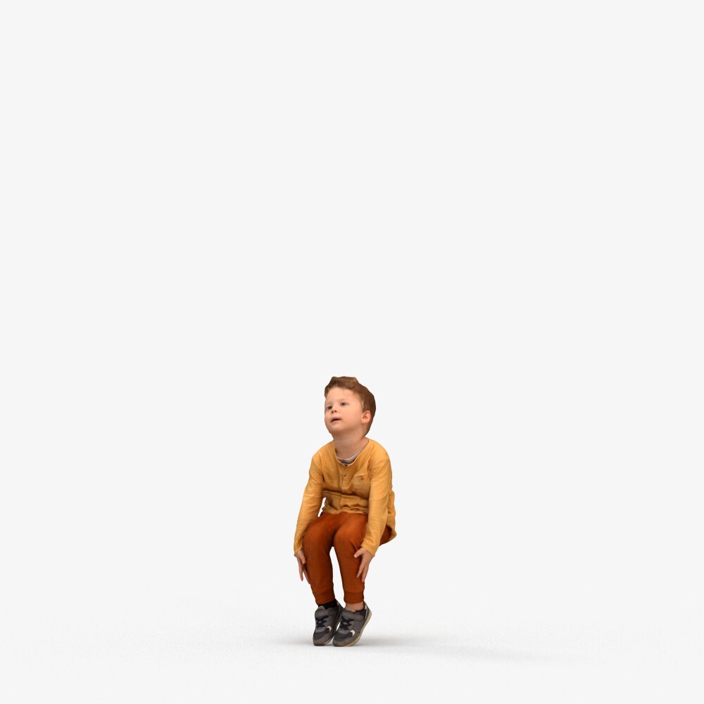 Niño con Atuendo Casual con Pantalones Marrones y Botas Modelo 3D ...