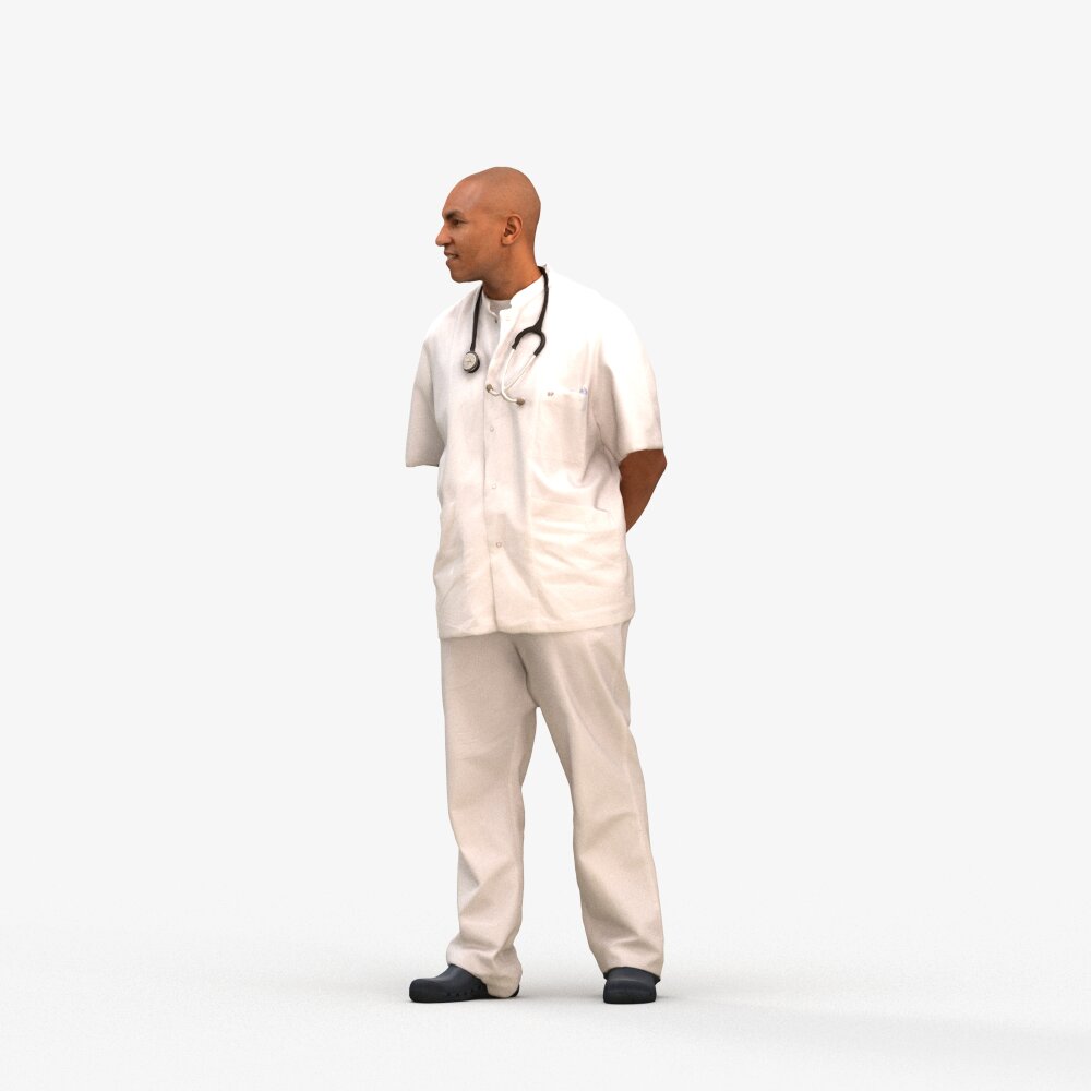 Professional in Healthcare Attire with Stethoscope 3D model - Download ...