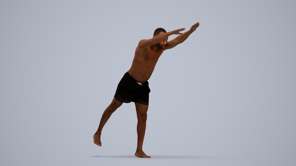 Athlete Balancing in Black Shorts 3D model - Download Character on ...