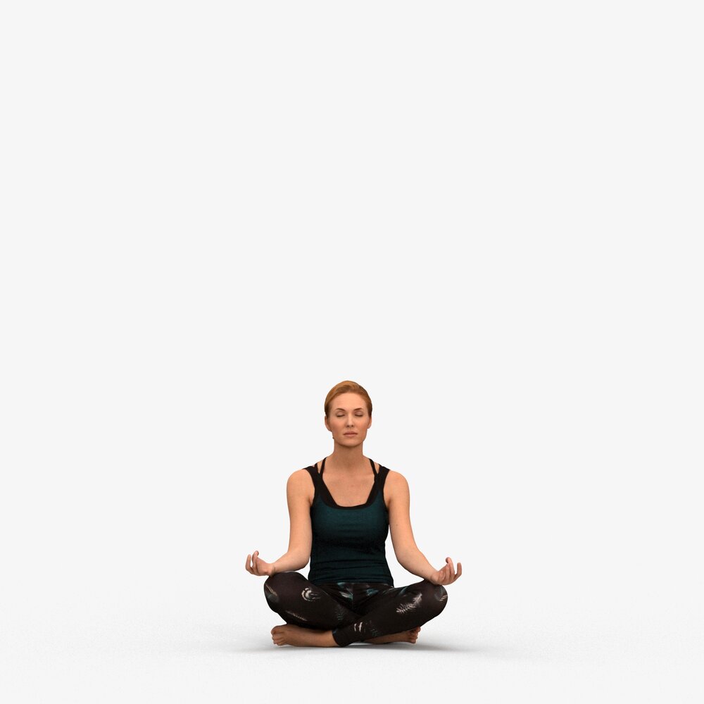 Woman Sitting In Yoga Pose 3D model - Download Character on 3DModels.org