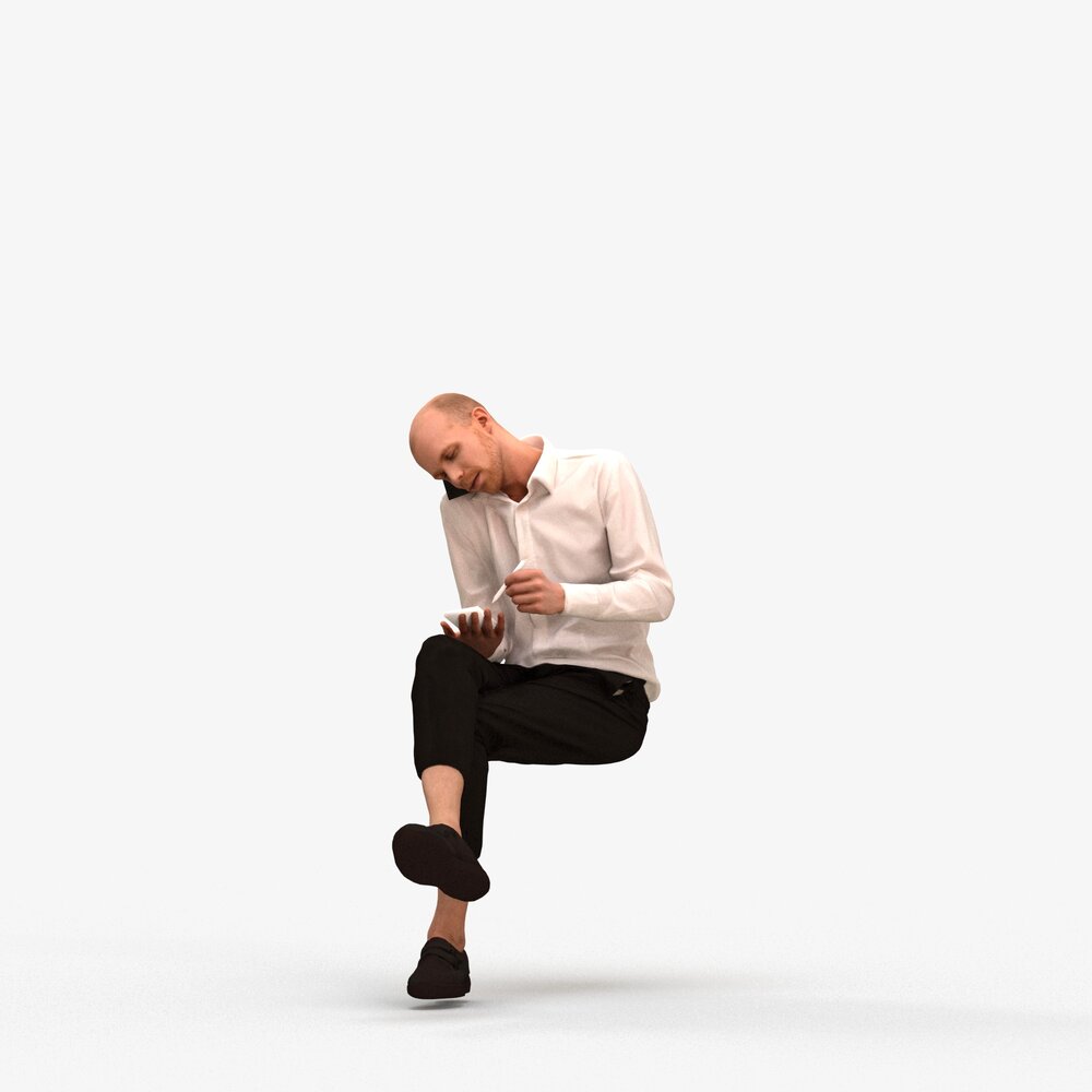 Man on the Phone Taking an Order 3D model - Download Character on ...
