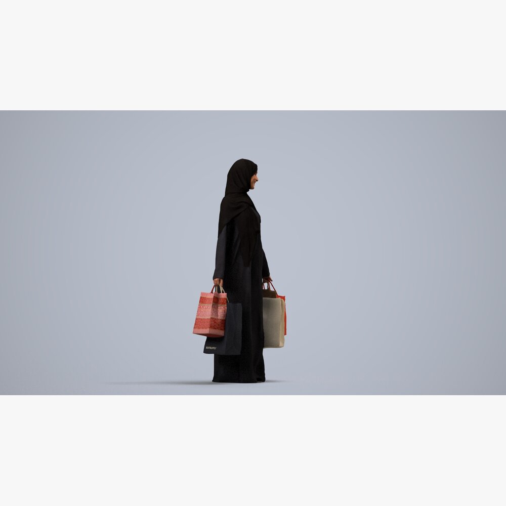 Woman in a Burqa Holding Two Bags 3D model - Download Character on ...