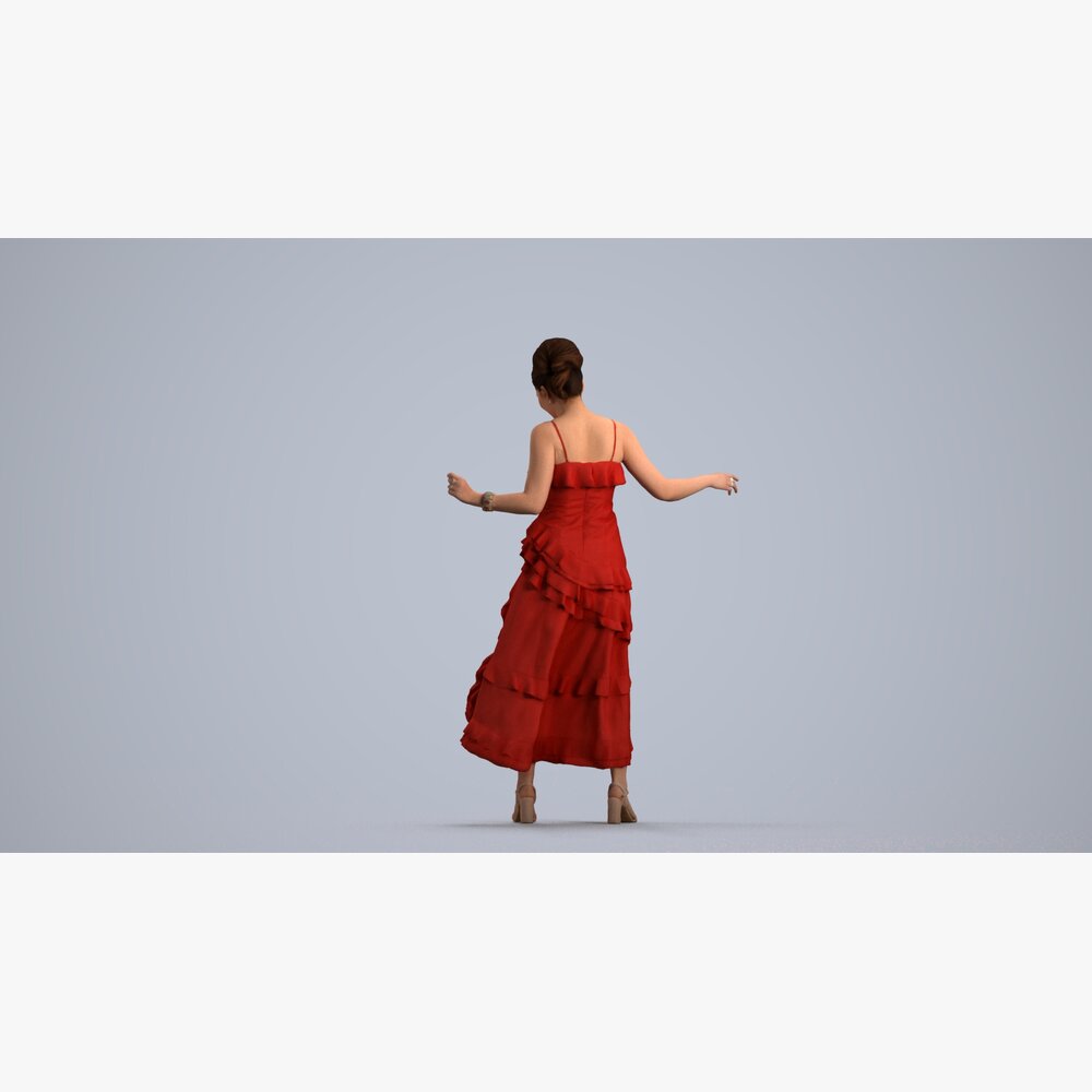 Woman In a Red Dress Is Dancing 3D model - Download Character on ...
