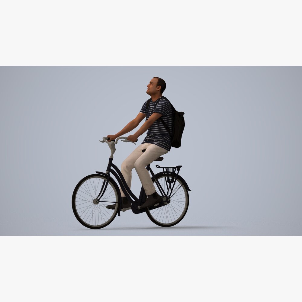 Man Riding a Bike With a Black Backpack On The Back 3D model - Download ...