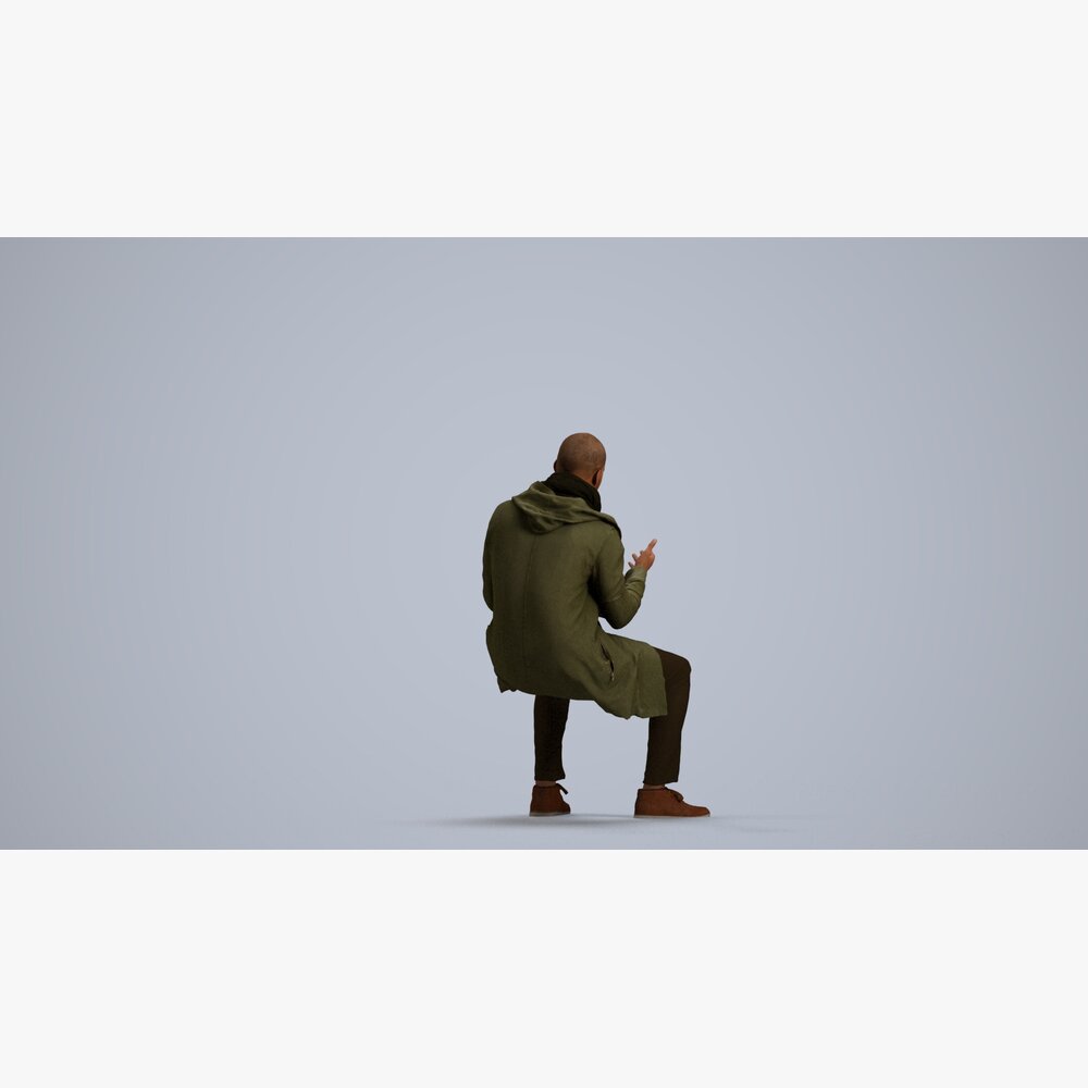 Man In a Green Jacket Sitting On a Chair 3D model - Download Character ...
