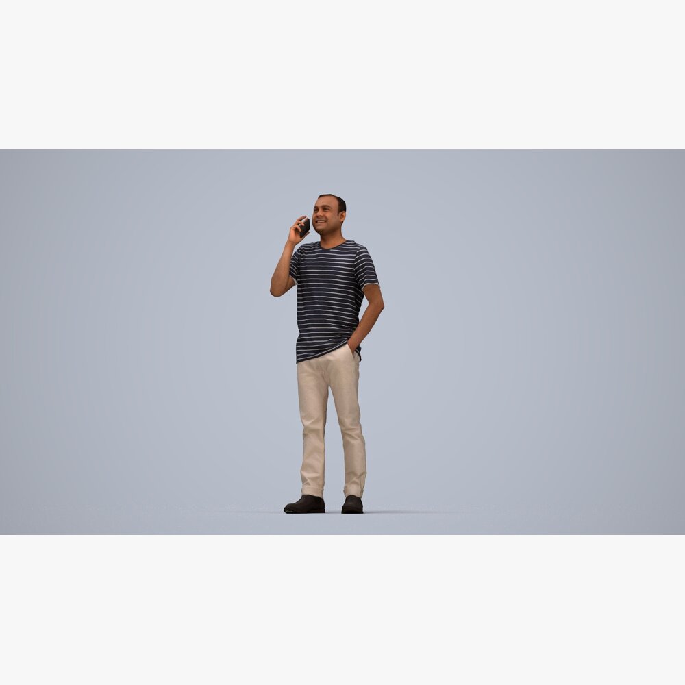 Man Talking On a Phone and Smiling 3D model - Download Character on ...