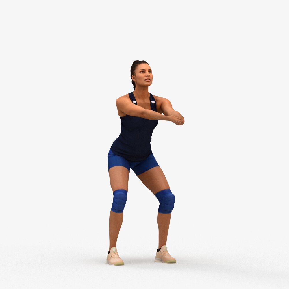Athletic Woman in Squatting Pose with Knee Pads 3D model - Download ...