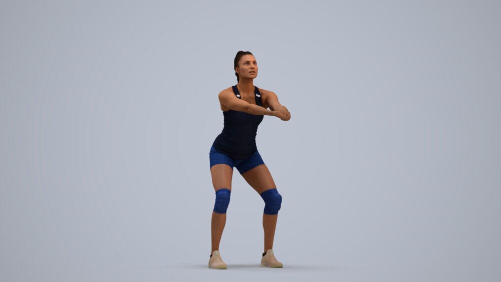 Athletic Woman in Squatting Pose with Knee Pads 3D model - Download ...