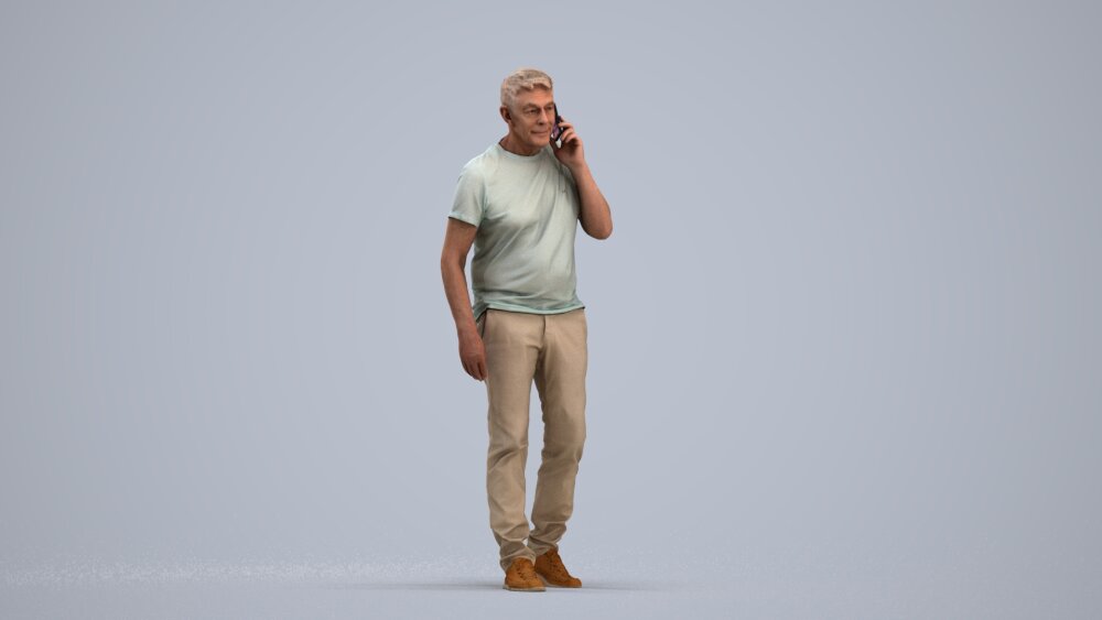 Man Talking on Mobile Phone in Casual Outfit 3D model - Download ...