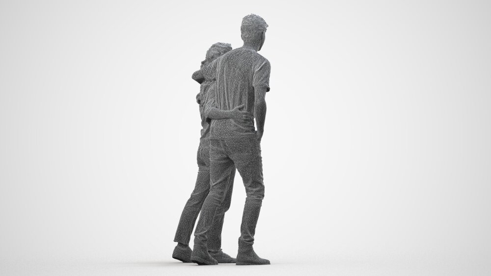 Couple in Casual Attire Embracing While Standing 3D model - Download ...