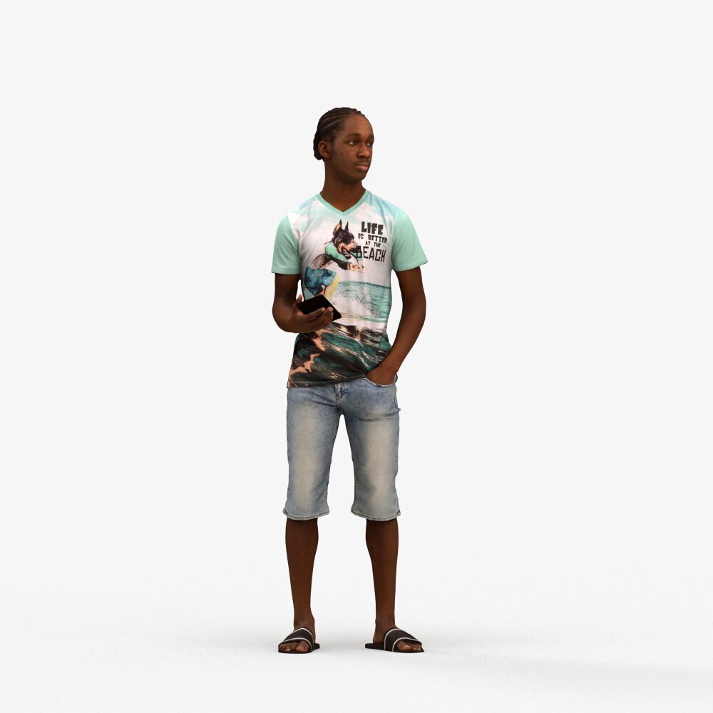 Teenager in Graphic Tee and Denim Shorts 3D model - Download Character ...