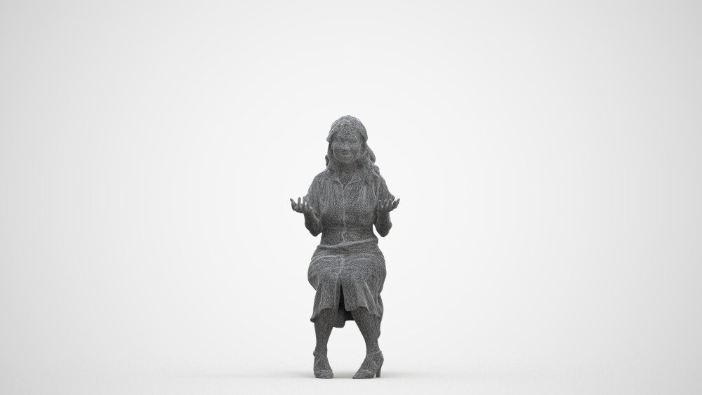 Seated Woman in Red Dress with Open Arms 3D model - Download Character ...
