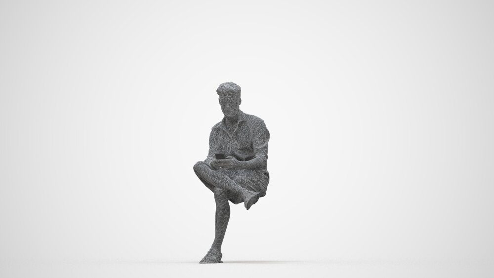 Casual Seated Man with Smartphone in Sandals 3D model - Download ...