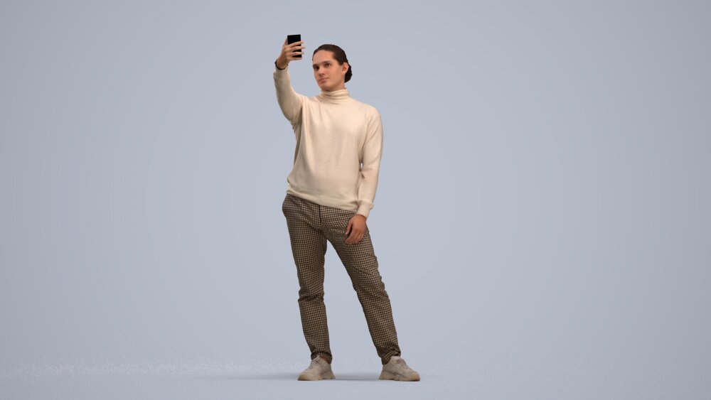 Person Standing with Smartphone in Hand 3D model - Download Character ...