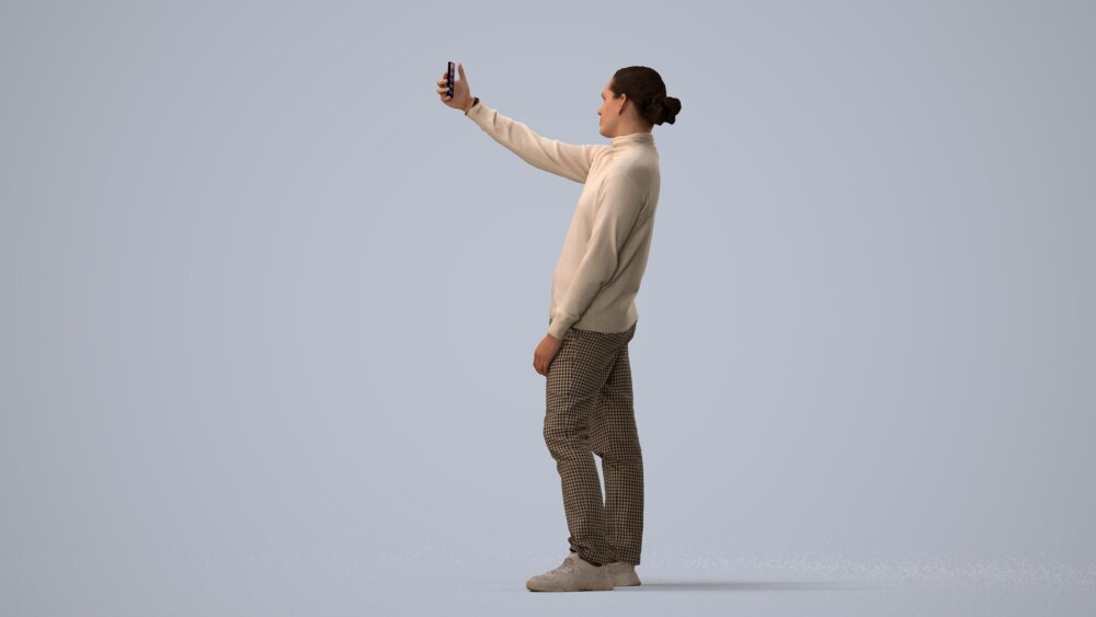 Person Standing with Smartphone in Hand 3D model - Download Character ...