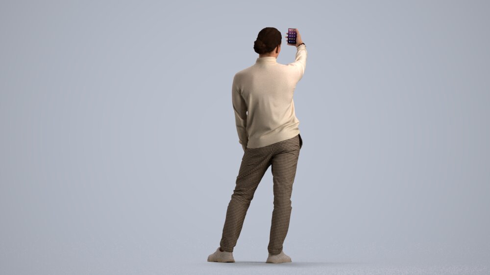 Person Standing with Smartphone in Hand 3D model - Download Character ...