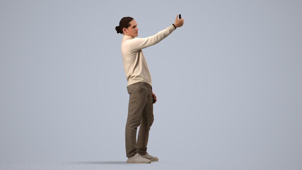 Person Standing with Smartphone in Hand 3D model - Download Character ...