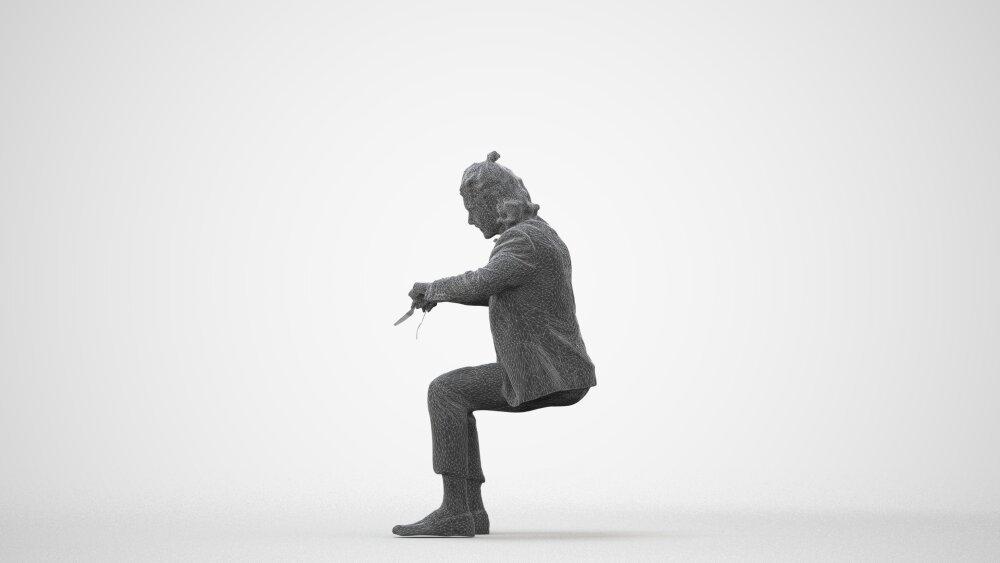 Man in Formal Attire Seated with Utensils 3D model - Download Character ...