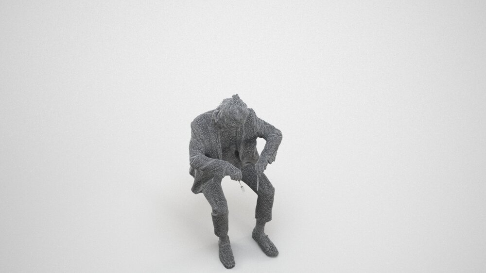 Man in Formal Attire Seated with Utensils 3D model - Download Character ...