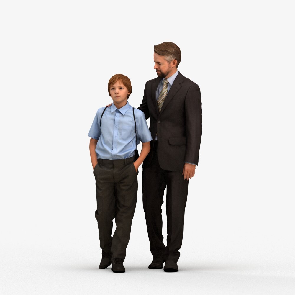 Father and Son in Professional Attire 3D model - Download People on ...