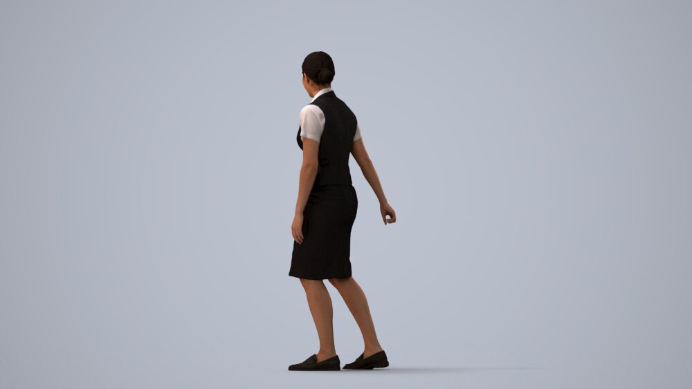 Smartly Dressed Woman in Business Attire with Black Vest and Skirt 3D ...