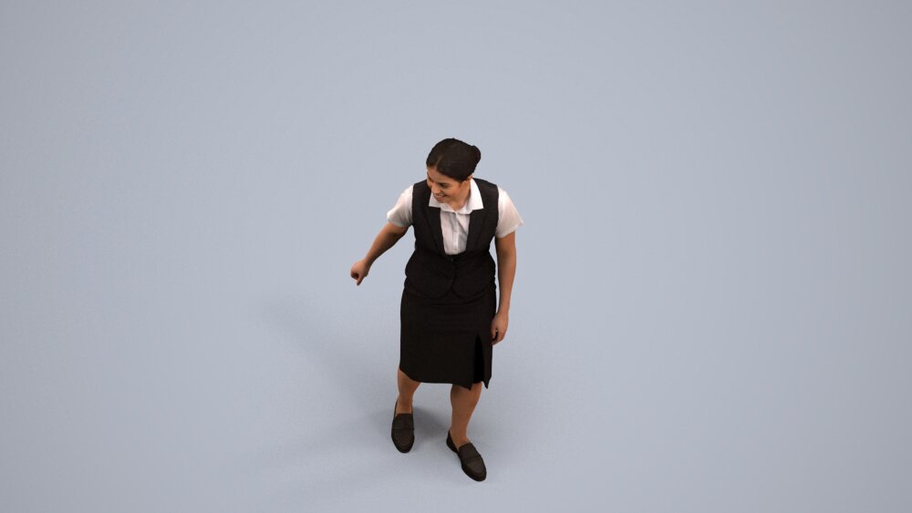 Smartly Dressed Woman in Business Attire with Black Vest and Skirt 3D ...