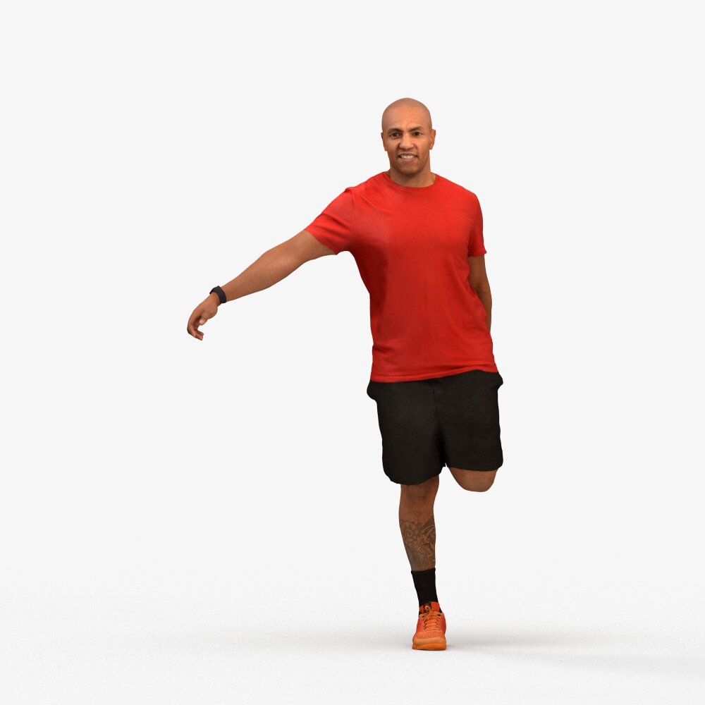 Man Stretching in Red Athletic Outfit 3D model - Download Character on ...