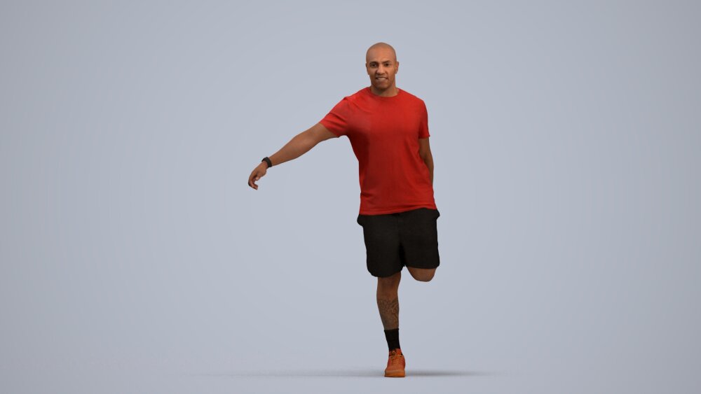 Man Stretching in Red Athletic Outfit 3D model - Download Character on ...
