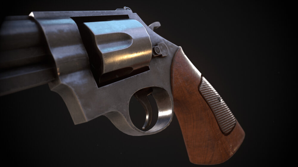 Revolver with Wooden Grip 3D model - Download Revolver on 3DModels.org