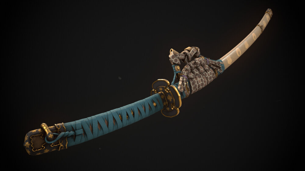Katana with Detailed Handle Wrapping 3D model - Download Bladed Weapon ...