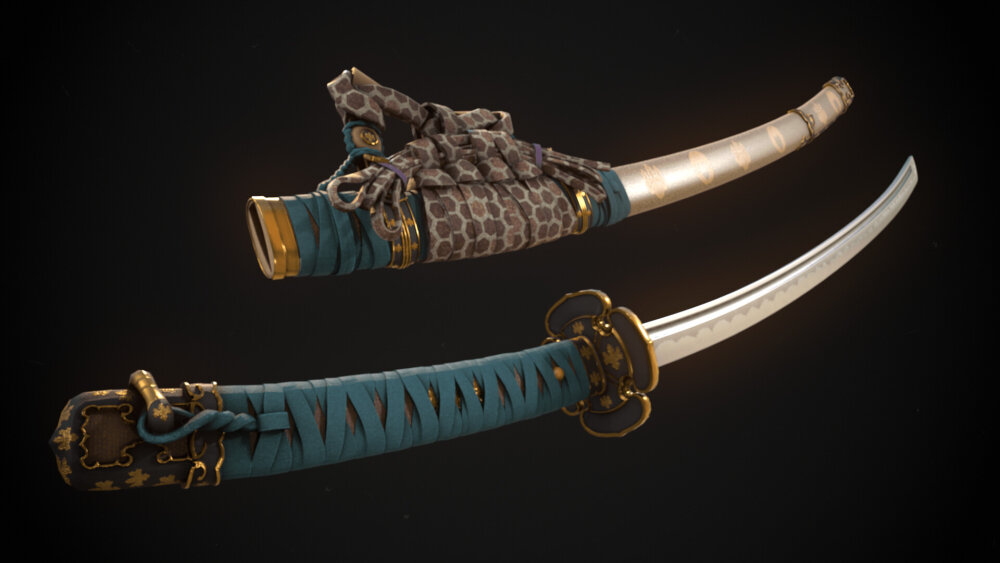Katana with Detailed Handle Wrapping 3D model - Download Bladed Weapon ...