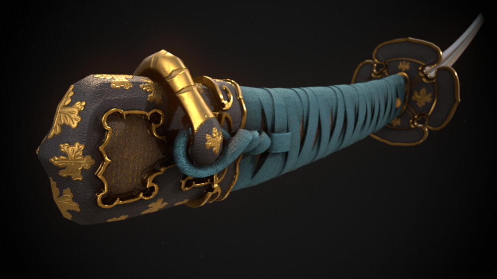 Katana with Detailed Handle Wrapping 3D model - Download Bladed Weapon ...
