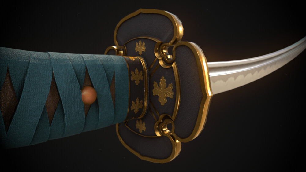 Katana with Detailed Handle Wrapping 3D model - Download Bladed Weapon ...
