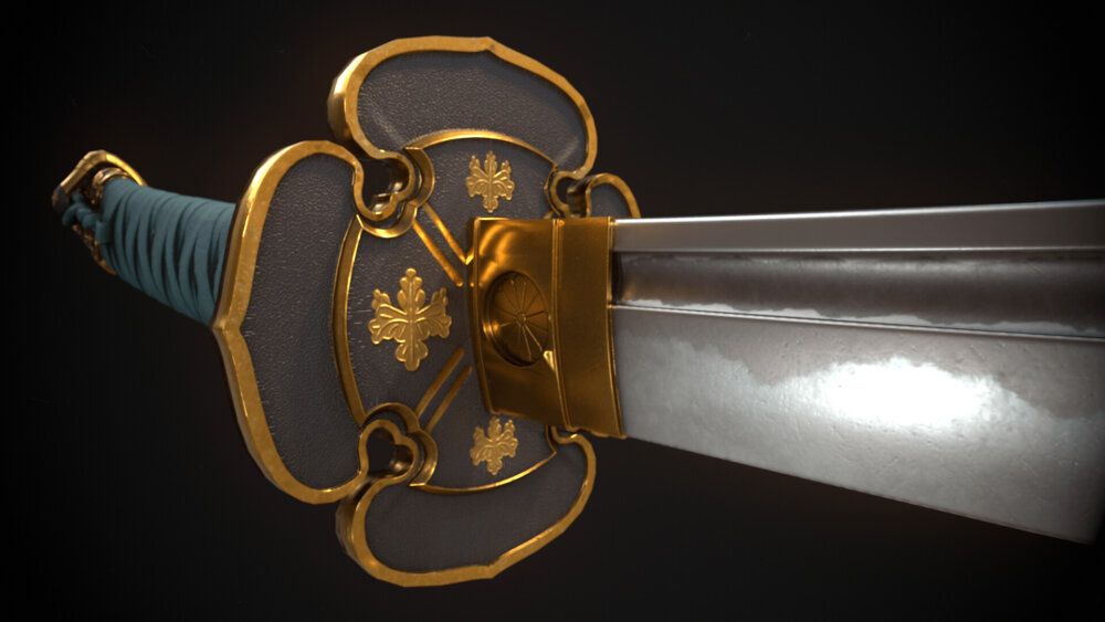 Katana with Detailed Handle Wrapping 3D model - Download Bladed Weapon ...