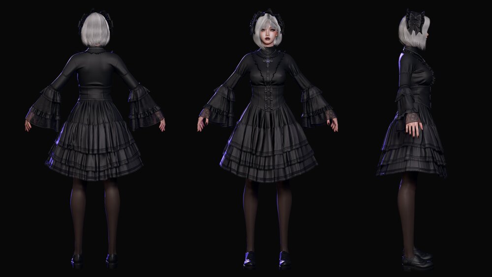 Dark Fantasy Gothic Girl Lilith 3D model - Download Character on ...