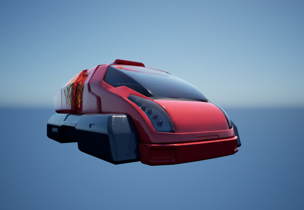 Red Cyberpunk Car 3D model - Download Sedan on 3DModels.org