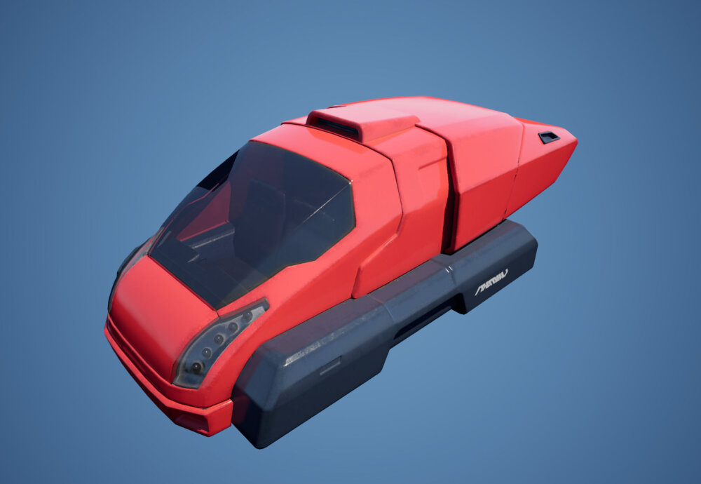 Coche Cyberpunk Rojo Modelo 3D - Descargar Sedan on 3DModels.org