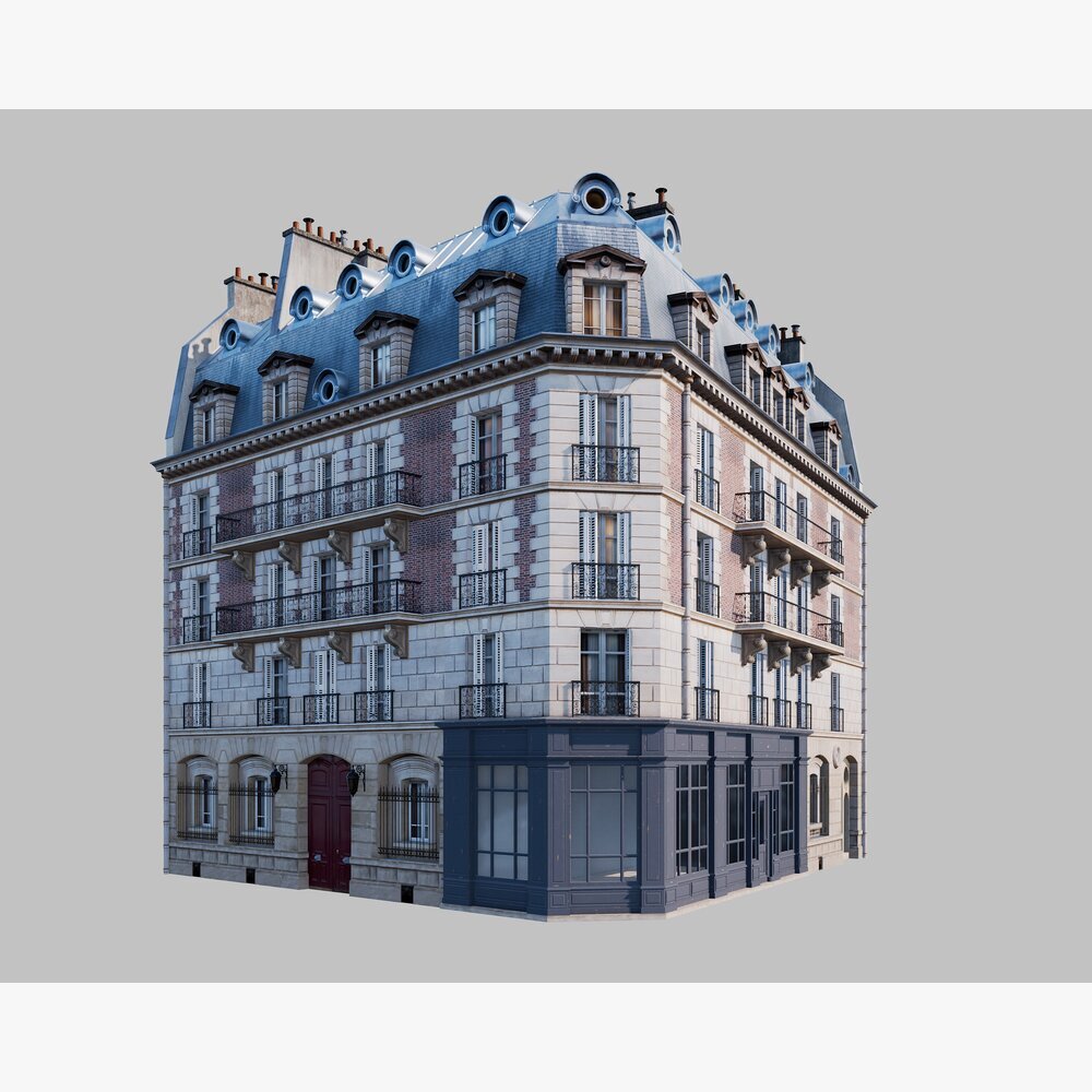 Parisian Street Corner Building 3D model - Download Buildings on ...