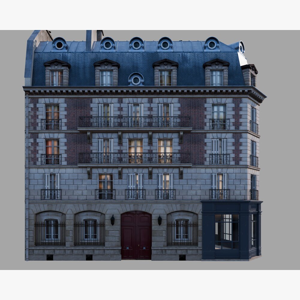 Parisian Street Corner Building 3D model - Download Buildings on ...