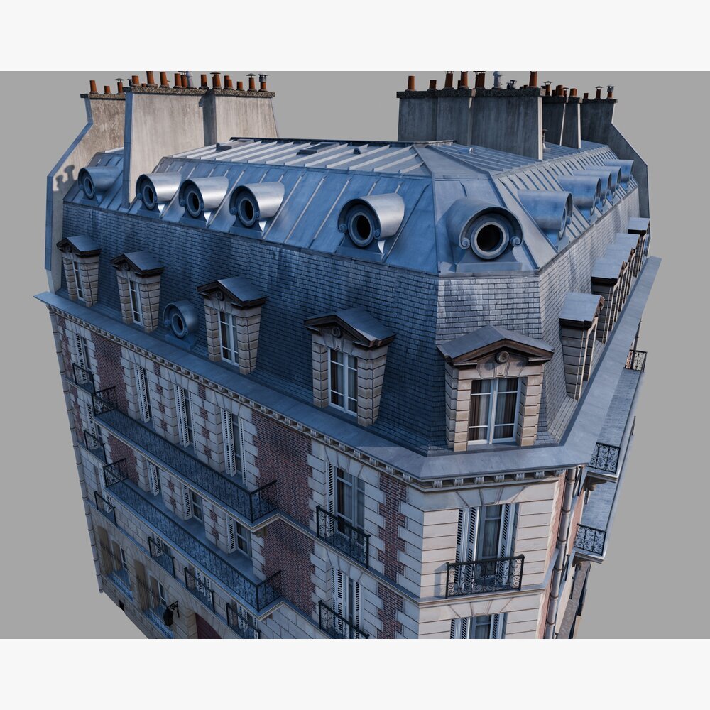 Parisian Street Corner Building 3D model - Download Buildings on ...