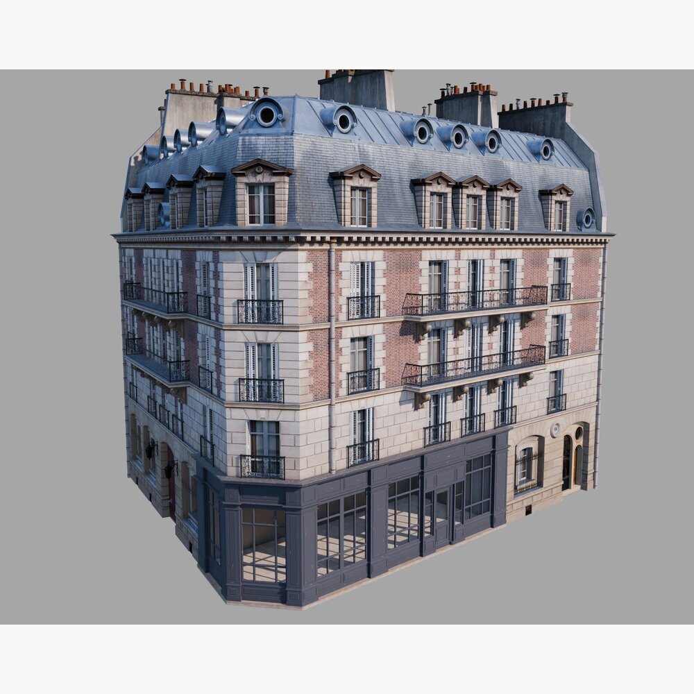 Parisian Street Corner Building 3D model - Download Buildings on ...