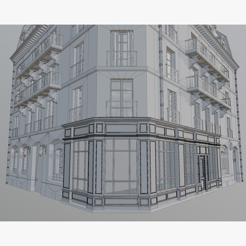 Parisian Street Corner Building 3D model - Download Buildings on ...